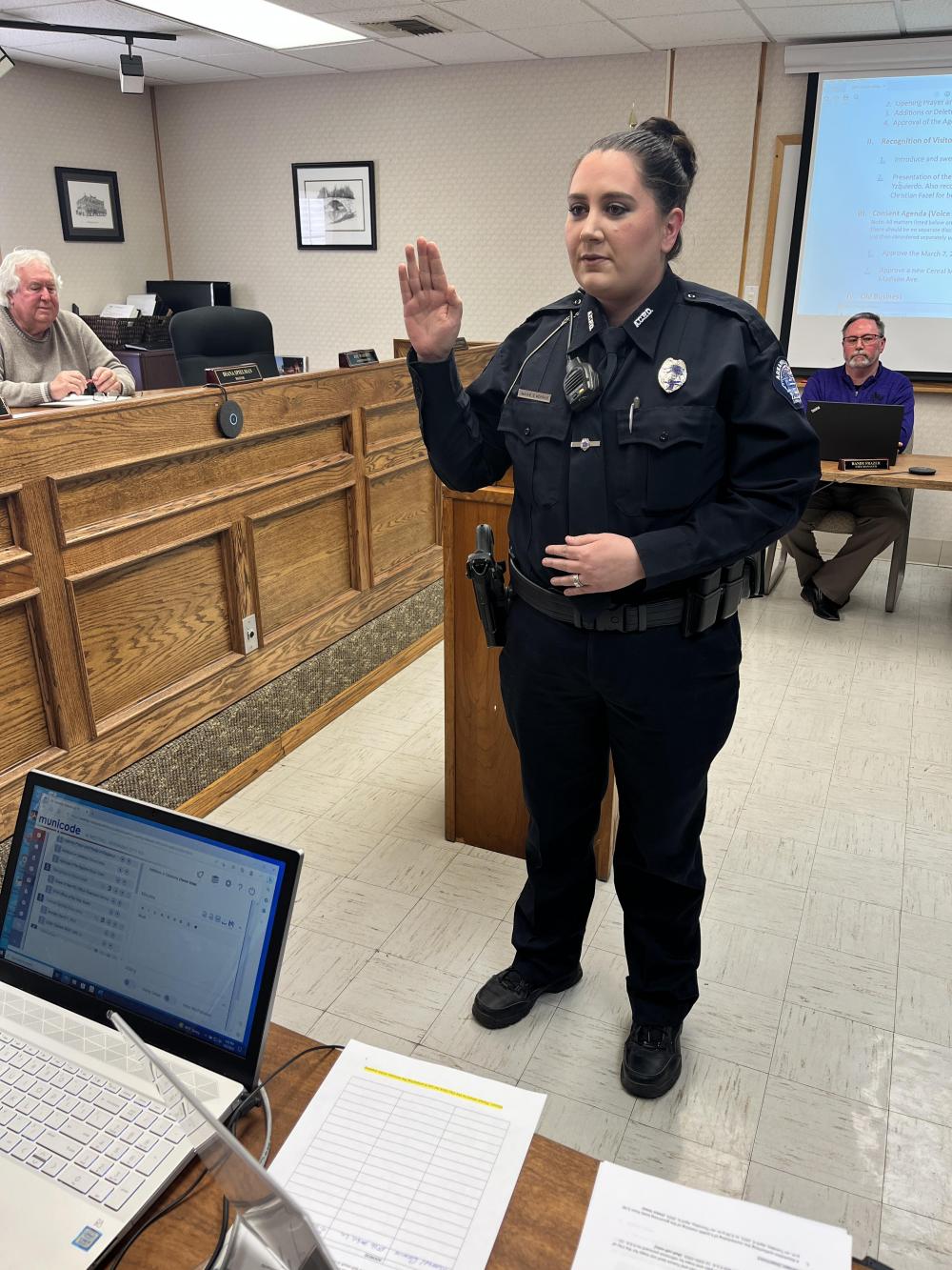 Herrick sworn in as new officer to ACPD | Arkansas City Kansas